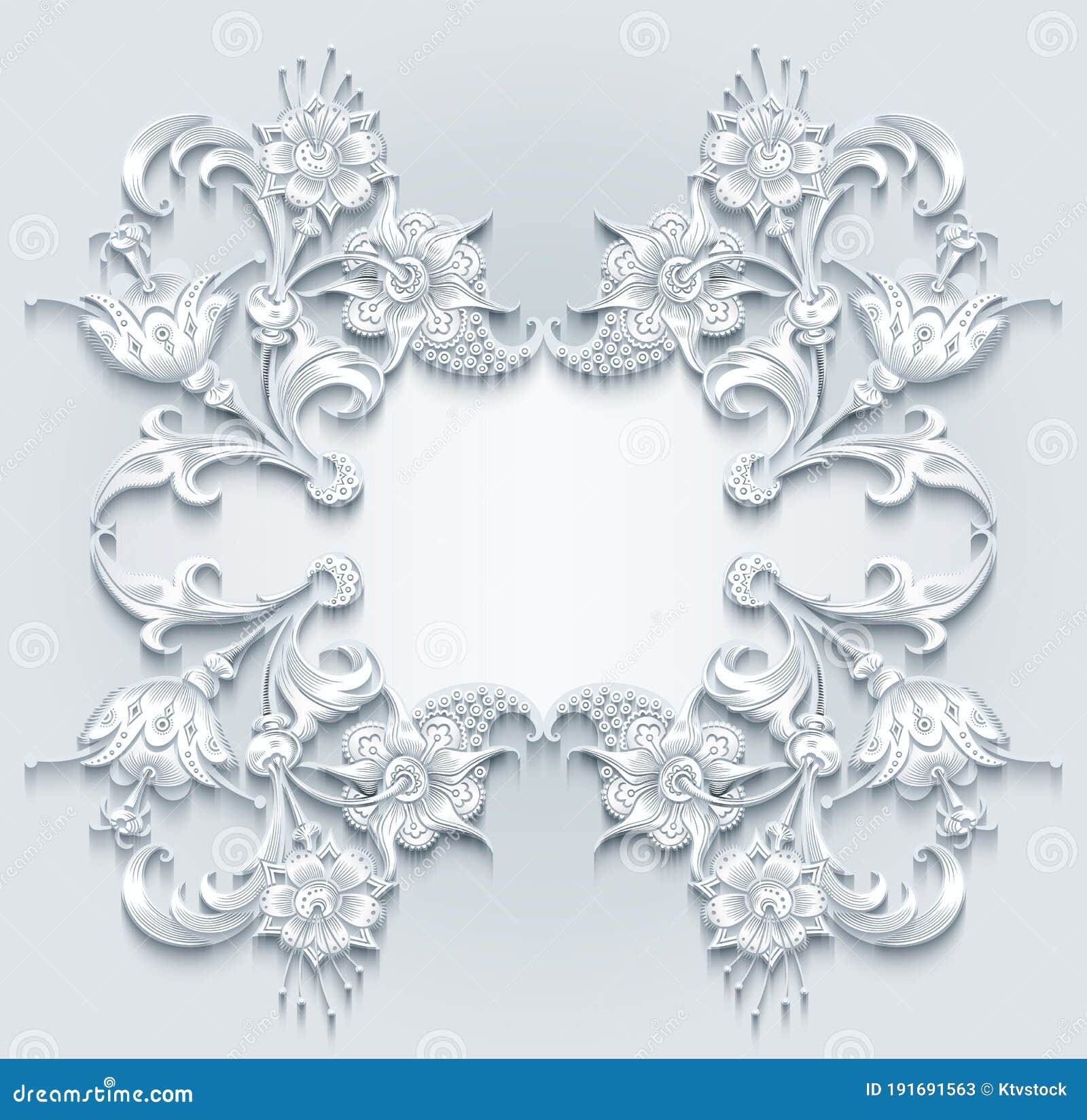 Floral Vector Vintage Border. Stock Vector - Illustration of linear ...