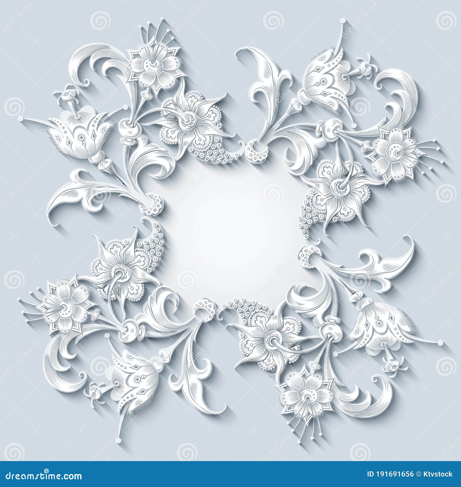 Floral Vector Vintage Border. Stock Vector - Illustration of invitation ...