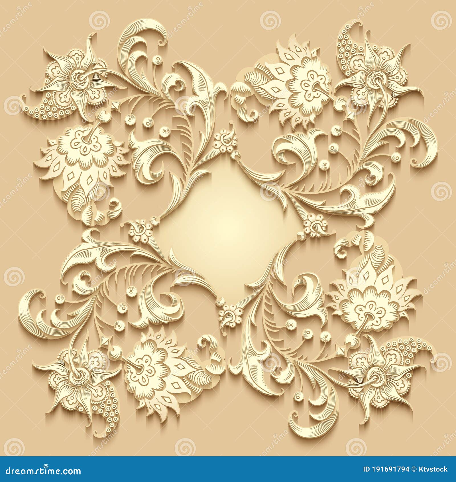 Floral Vector Vintage Border Stock Vector - Illustration of floral ...