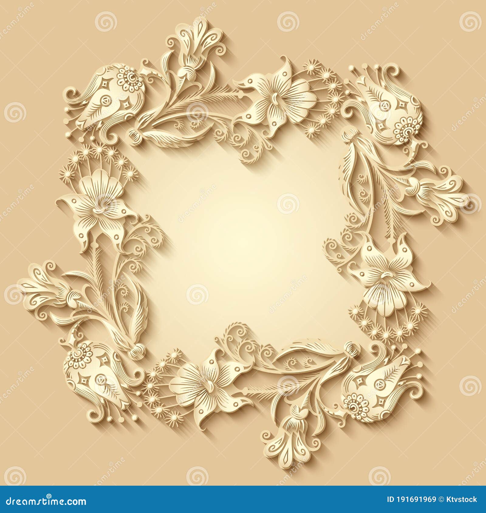 Floral Vector Vintage Border. Stock Vector - Illustration of abstract ...