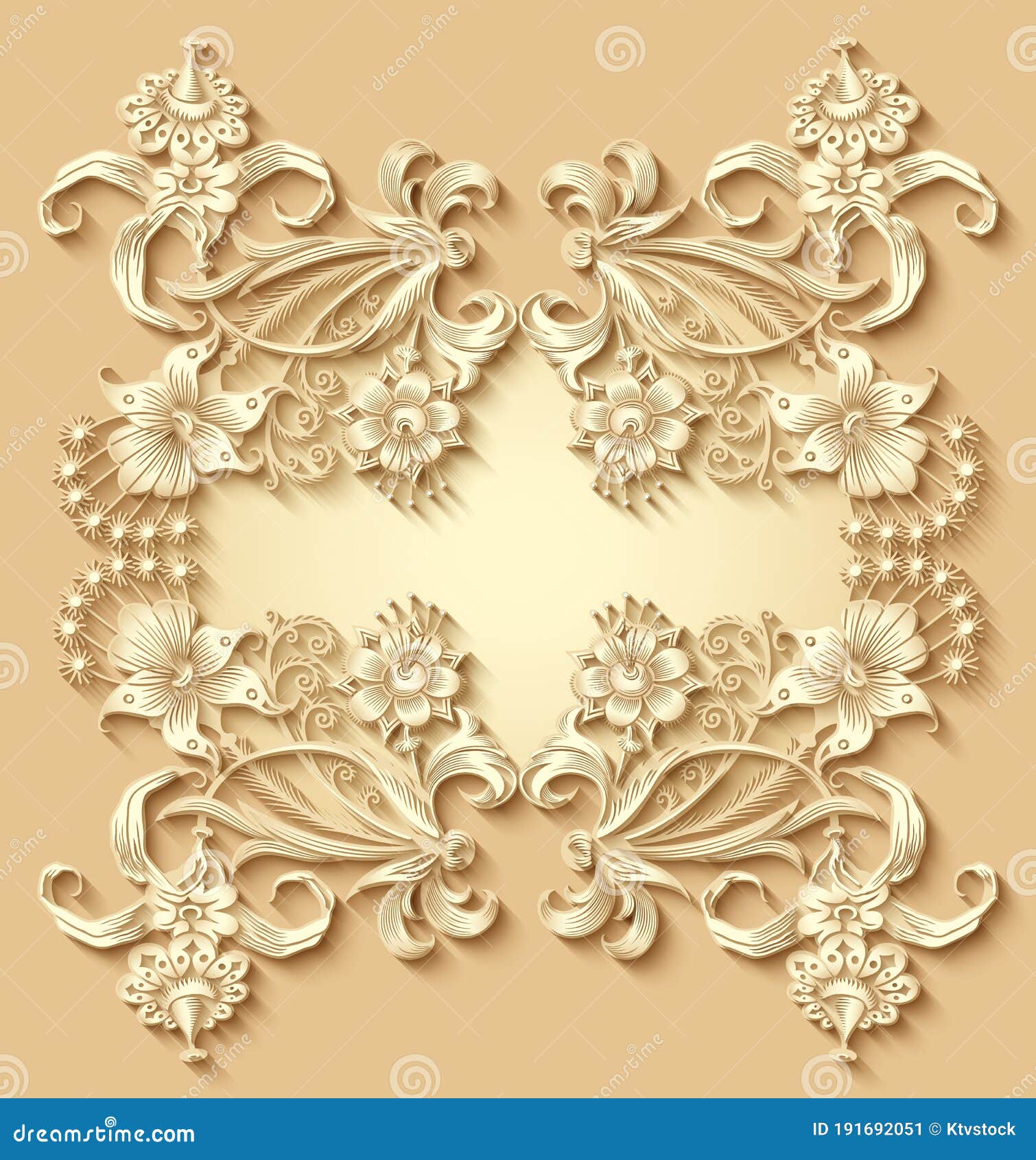 Floral Vector Vintage Border. Stock Vector - Illustration of isolated ...