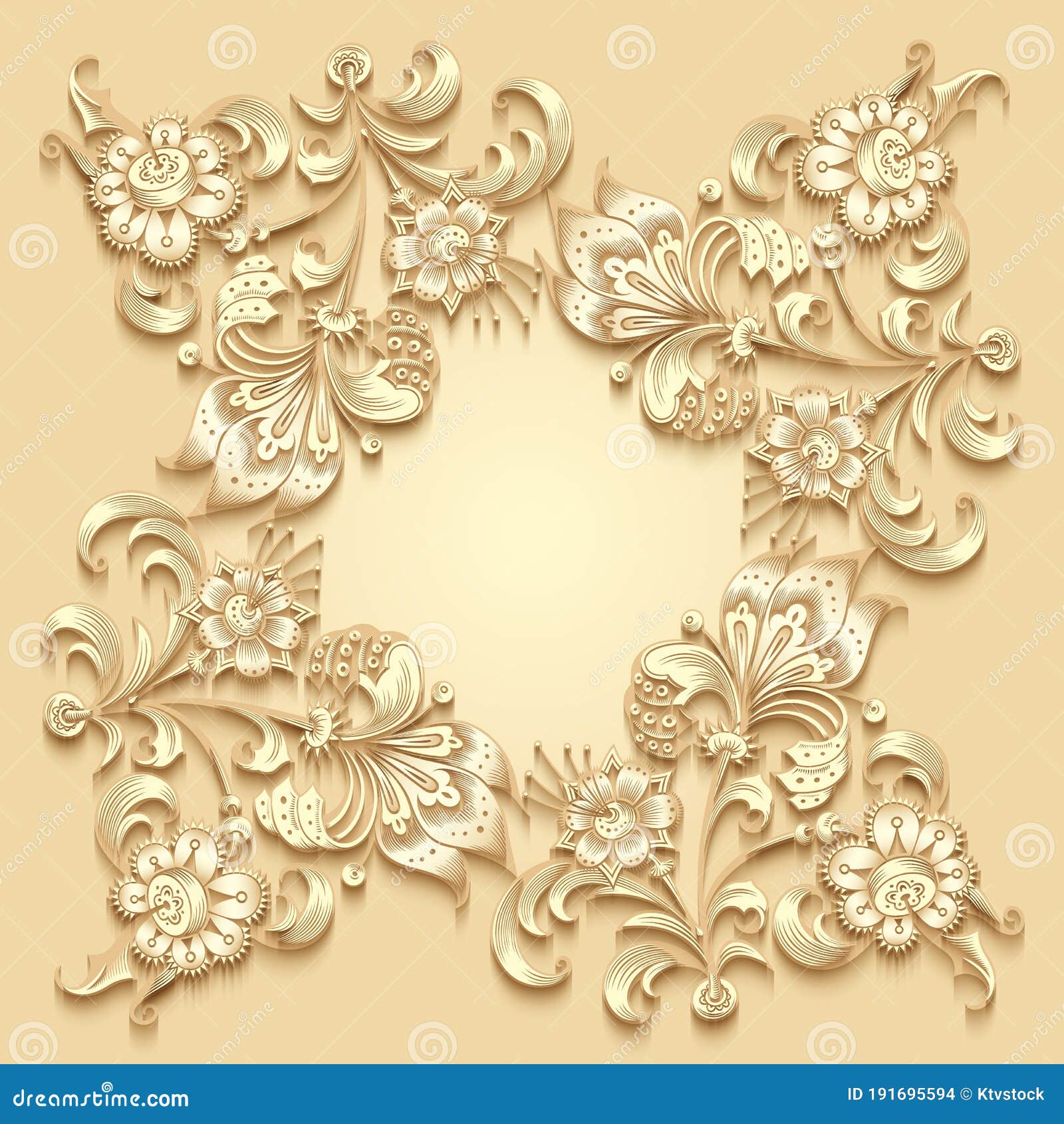 Floral Vector Vintage Border Stock Vector - Illustration of isolated ...