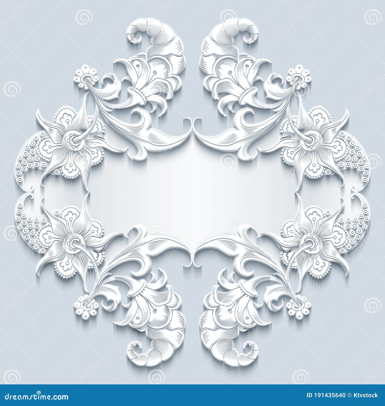 Floral Vector Vintage Border Stock Vector - Illustration of natural ...