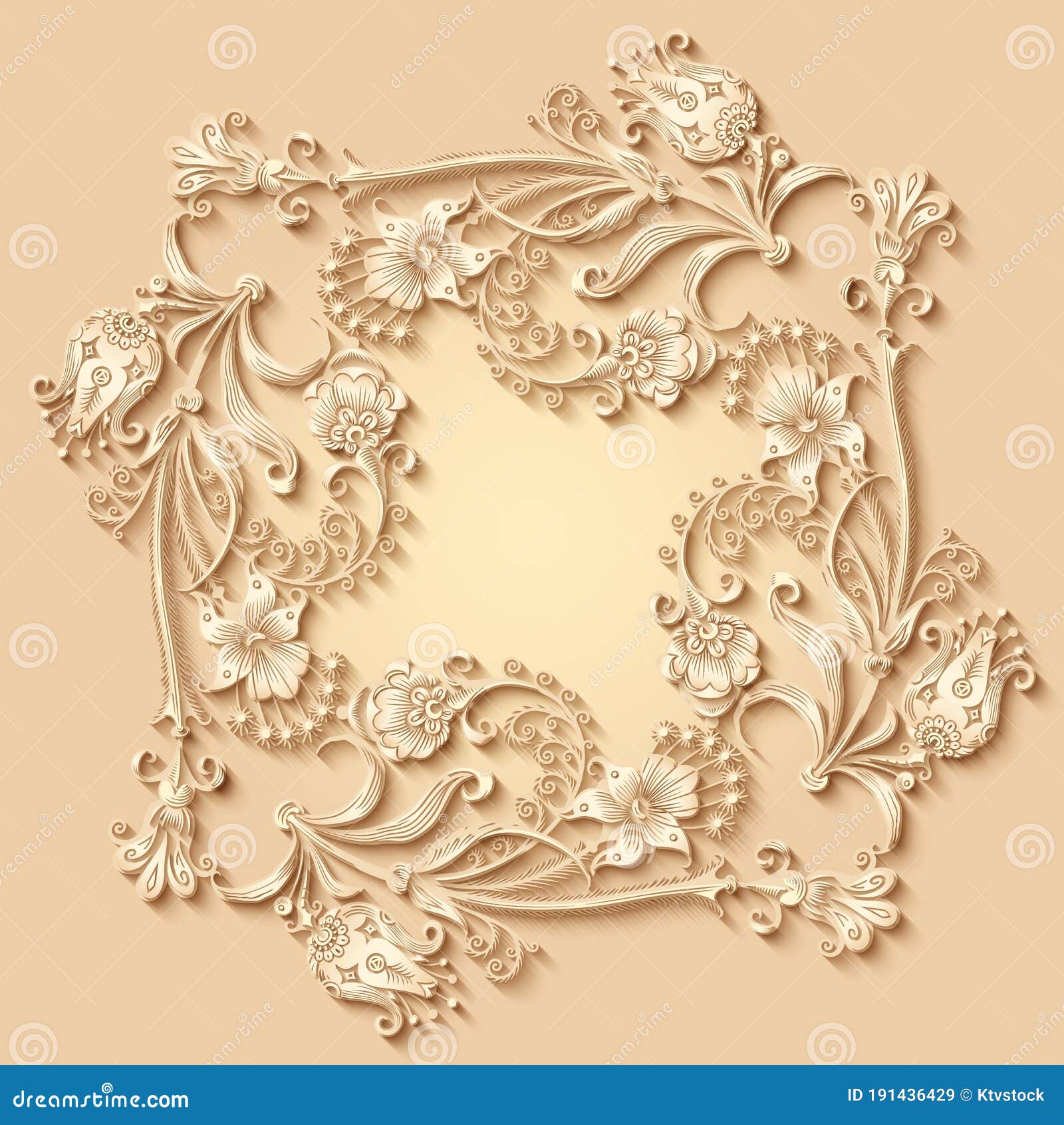Floral Vector Vintage Border. Stock Vector - Illustration of line ...