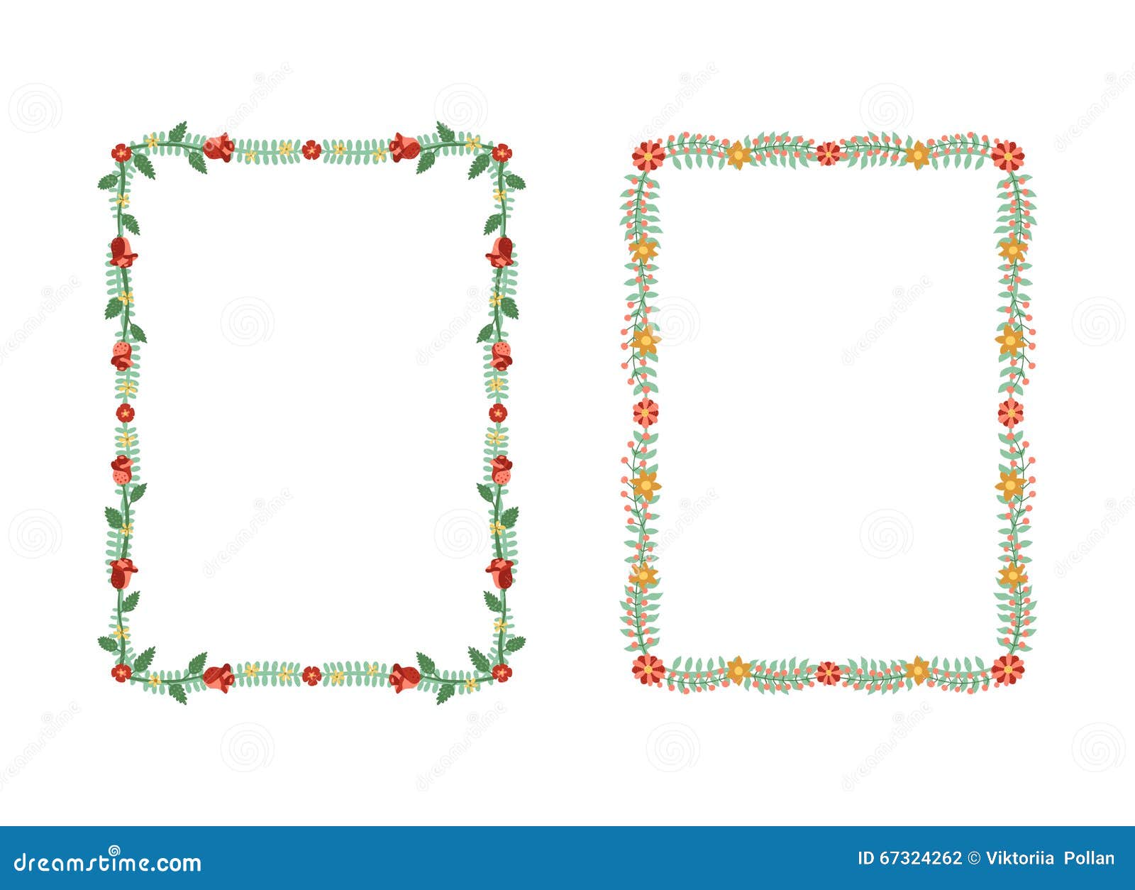 Floral Vertical Frames Vector Set. Cartoon Style. Perfect for Your ...