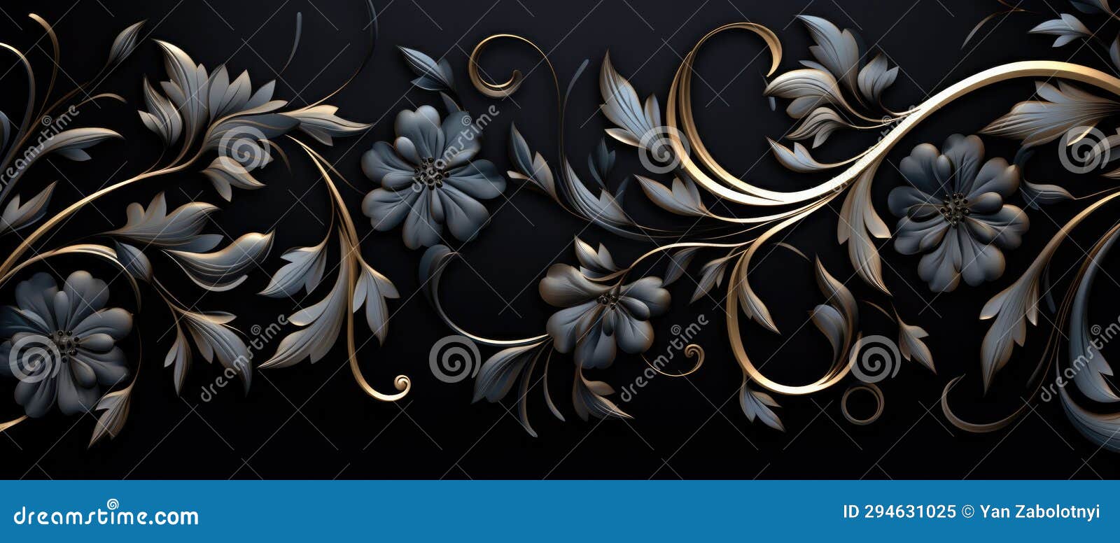 Floral Vine Pattern in Abstract Black Design Stock Illustration ...
