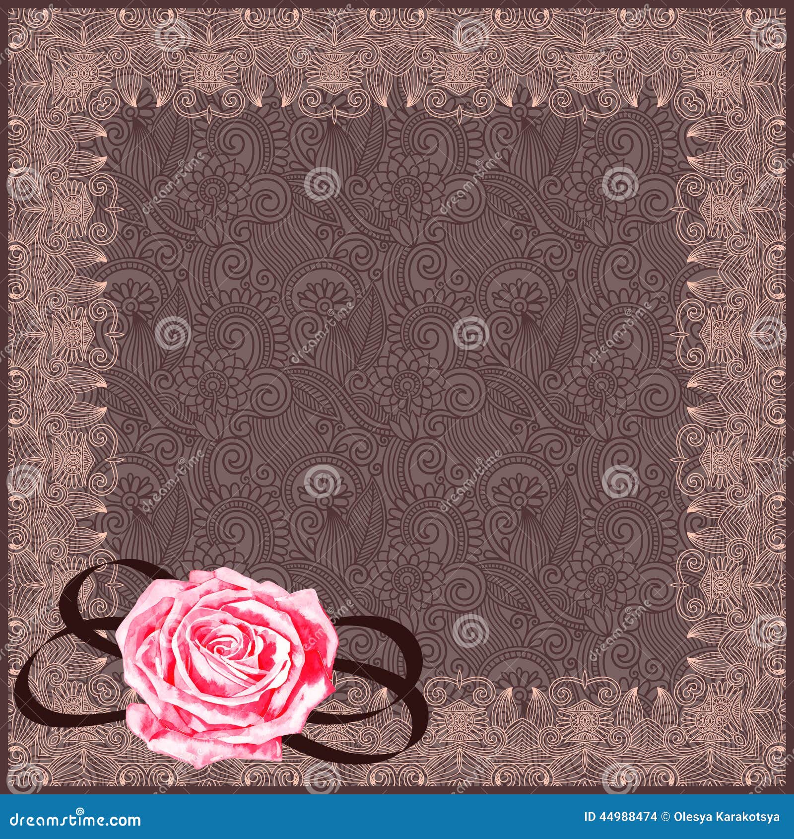 Floral Vintage Frame with Watercolor Rose Stock Vector - Illustration ...