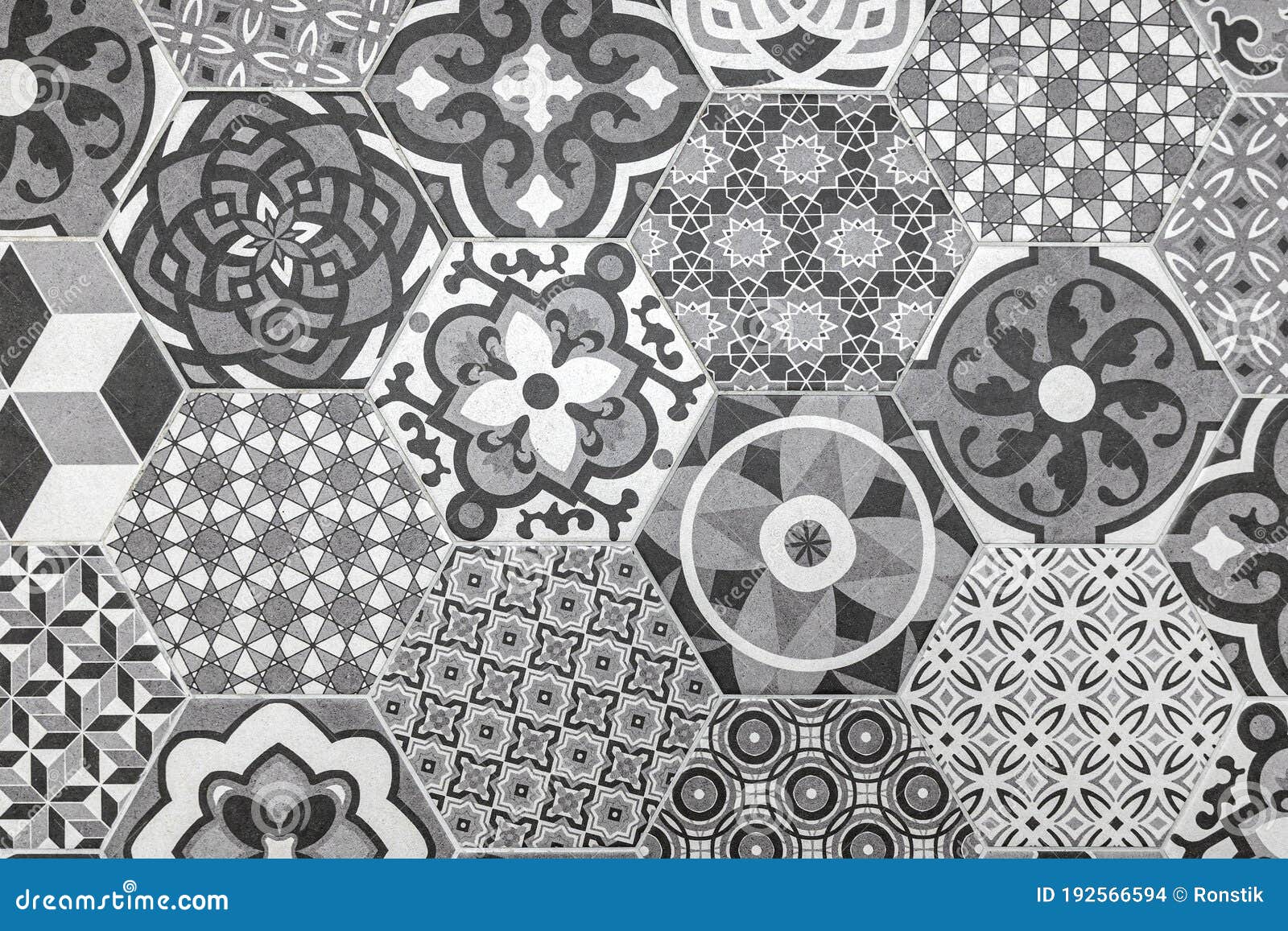 Floral Vintage Hexagon Tile Pattern Stock Illustration - Illustration ...