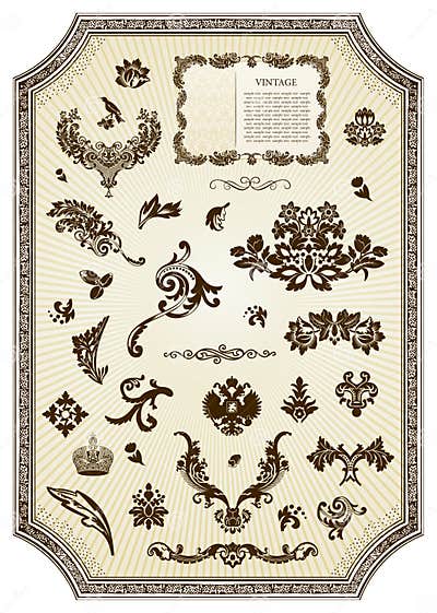 Floral Vintage Royal Design Element Stock Vector - Illustration of leaf ...