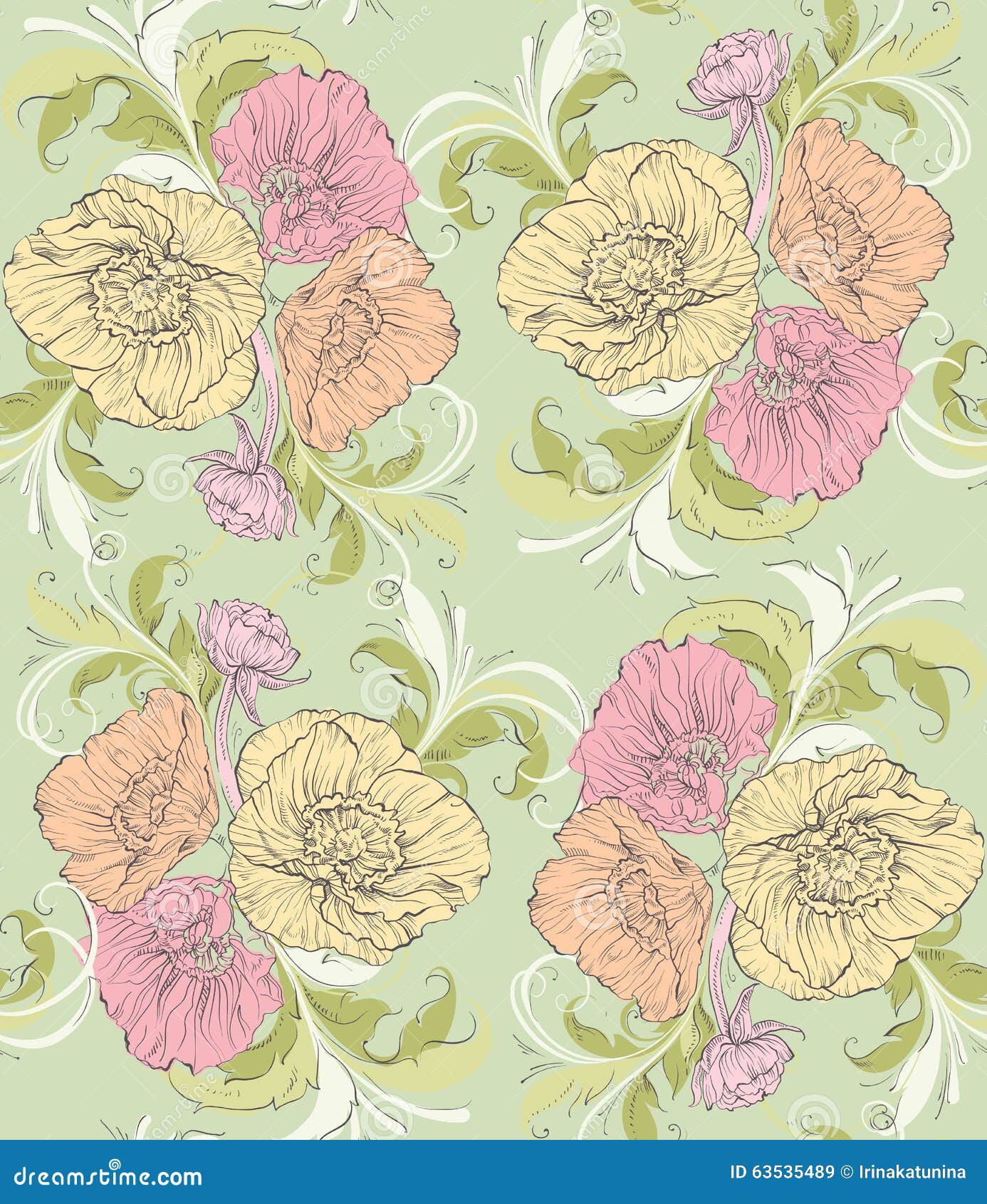 Floral Vintage Seamless Pattern Stock Vector - Illustration of graphic ...