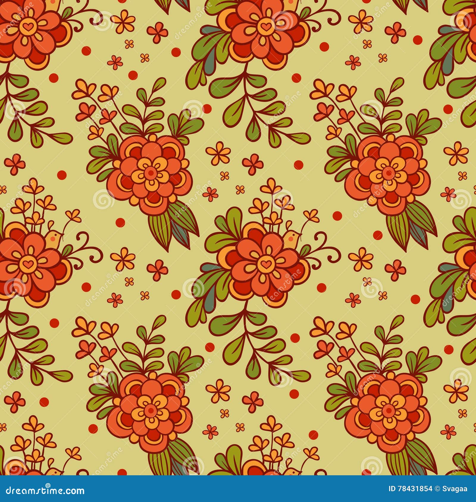 Floral Vintage Seamless Pattern. Stock Illustration - Illustration of ...