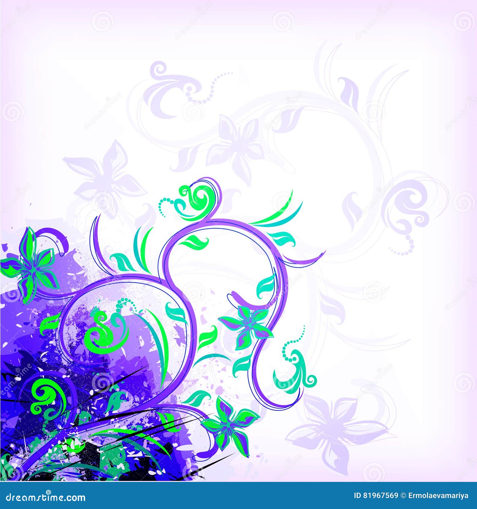 Floral Violet on Grunge Background. Vector Stock Vector - Illustration ...