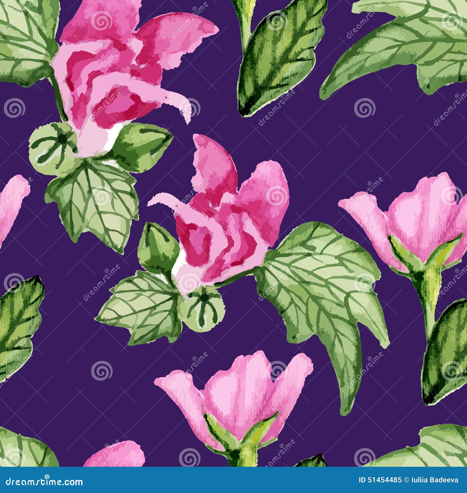 Floral violet pattern stock vector. Illustration of flower - 51454485