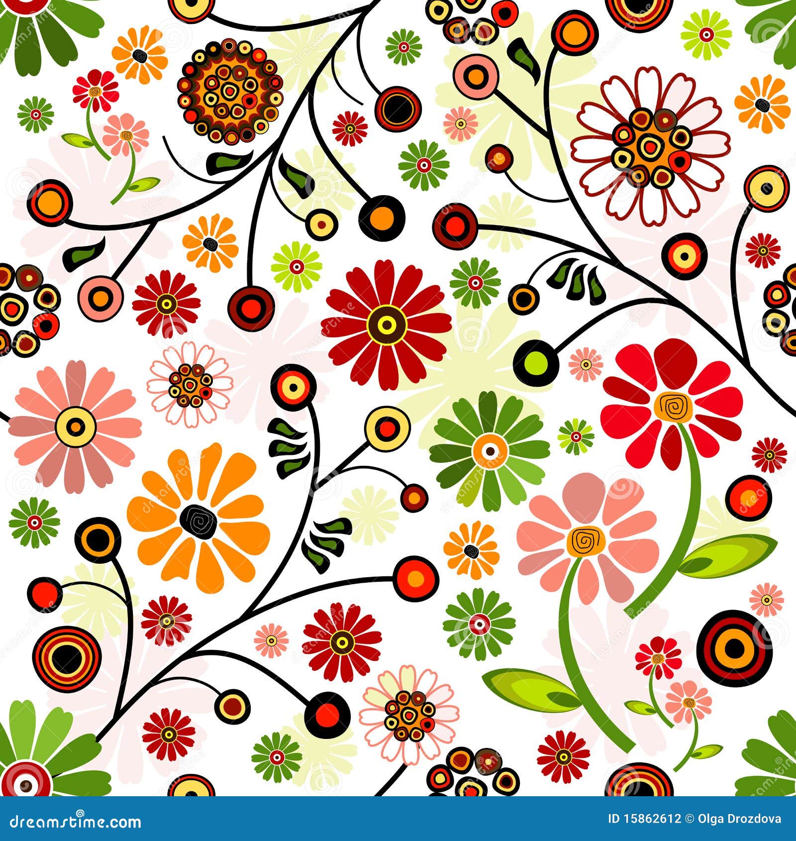 Floral Vivid Seamless Pattern Stock Vector - Illustration of flower ...