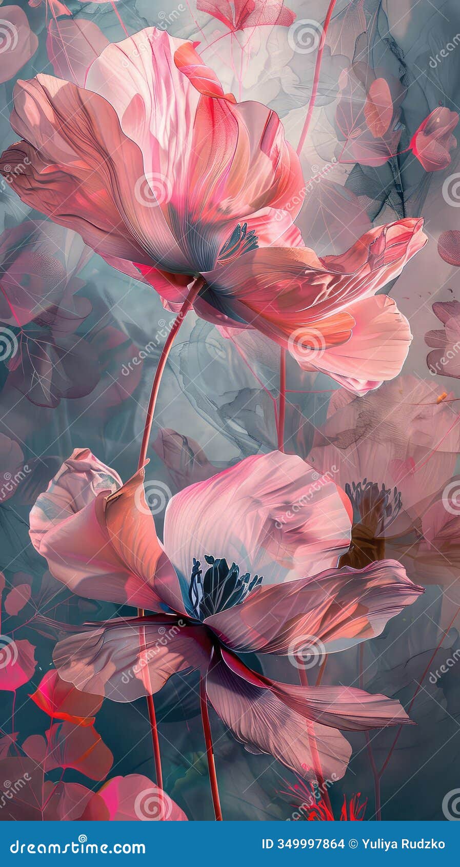 Floral Wallpapers in Delicate and Subdued Colors Stock Photo - Image of ...