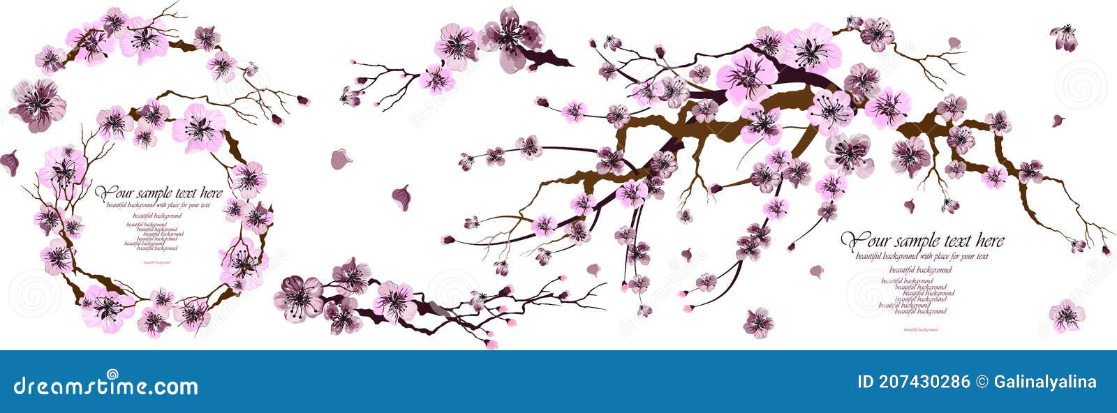 Floral Watercolor Elements with Sakura Flowers Stock Vector ...