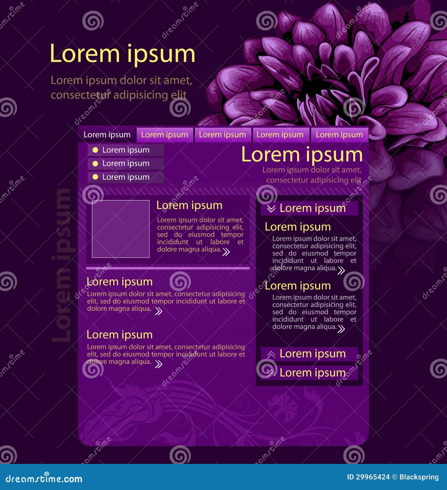 Purple Flower Web Page Design Template Stock Vector - Illustration of ...