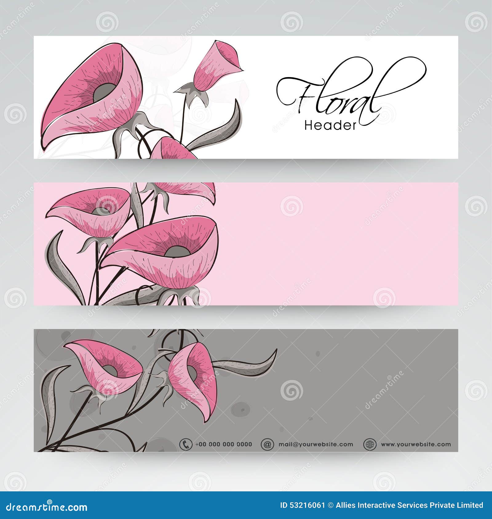 Floral Website Header or Banner Design. Stock Illustration ...