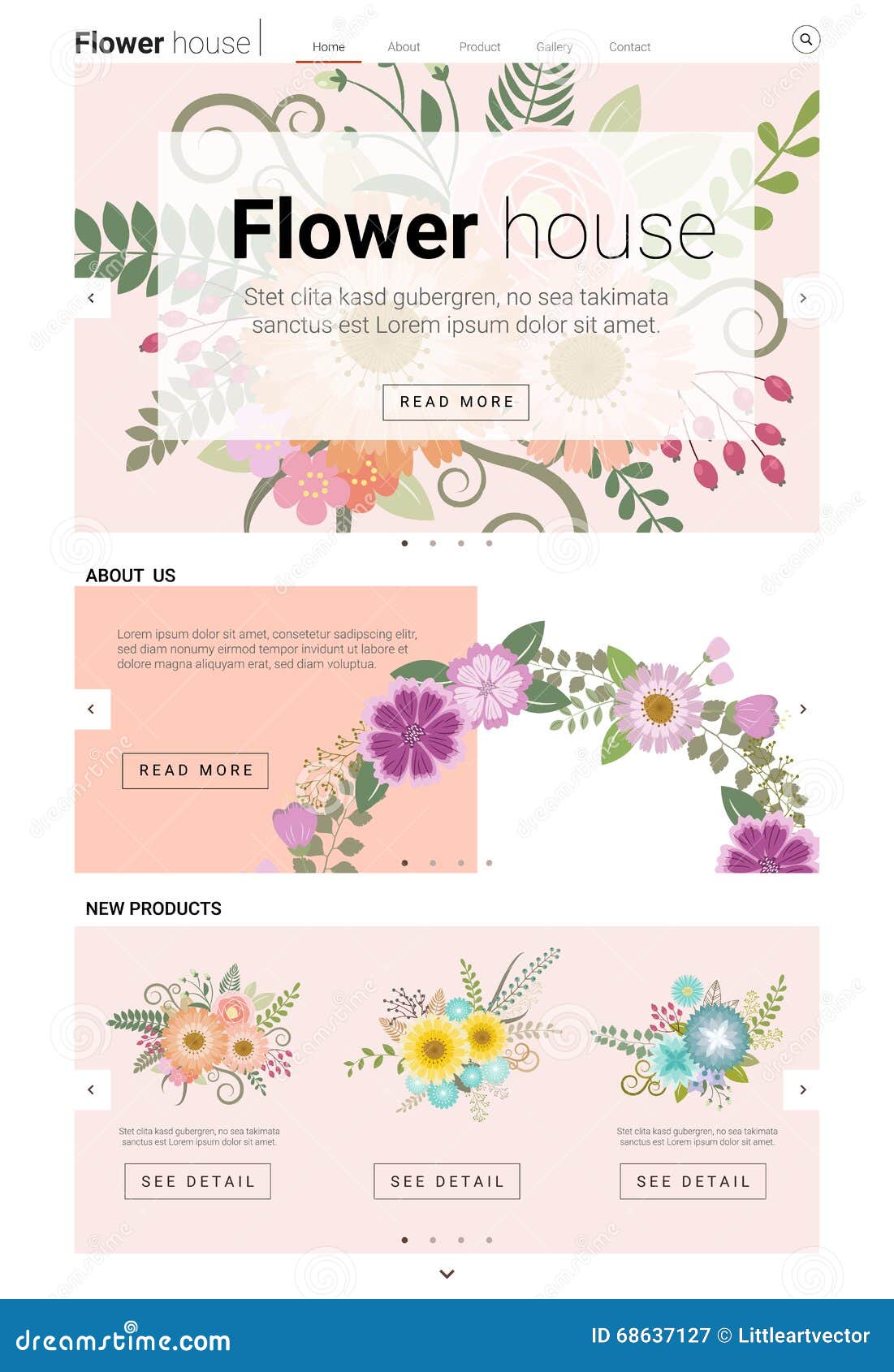 Floral Website Template Banner and Infographic 2 Stock Vector ...