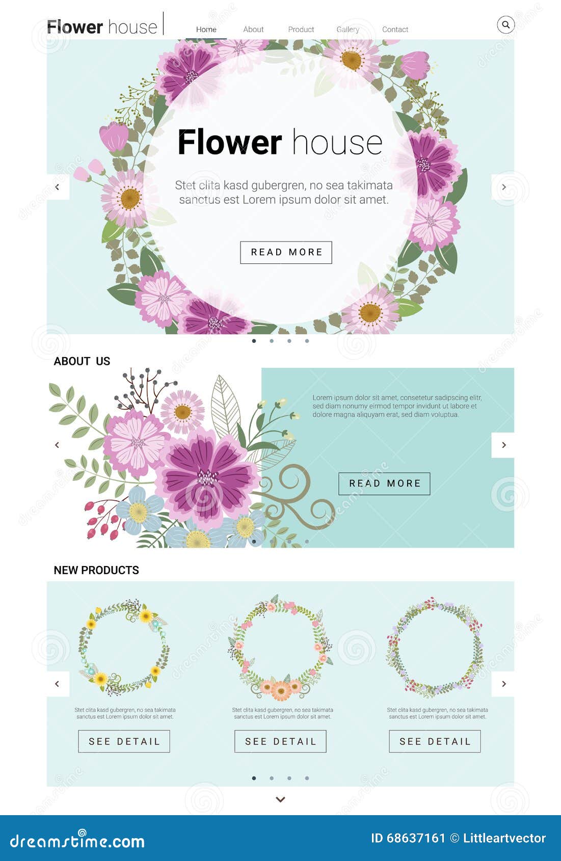 Floral Website Template Banner and Infographic 3 Stock Vector ...