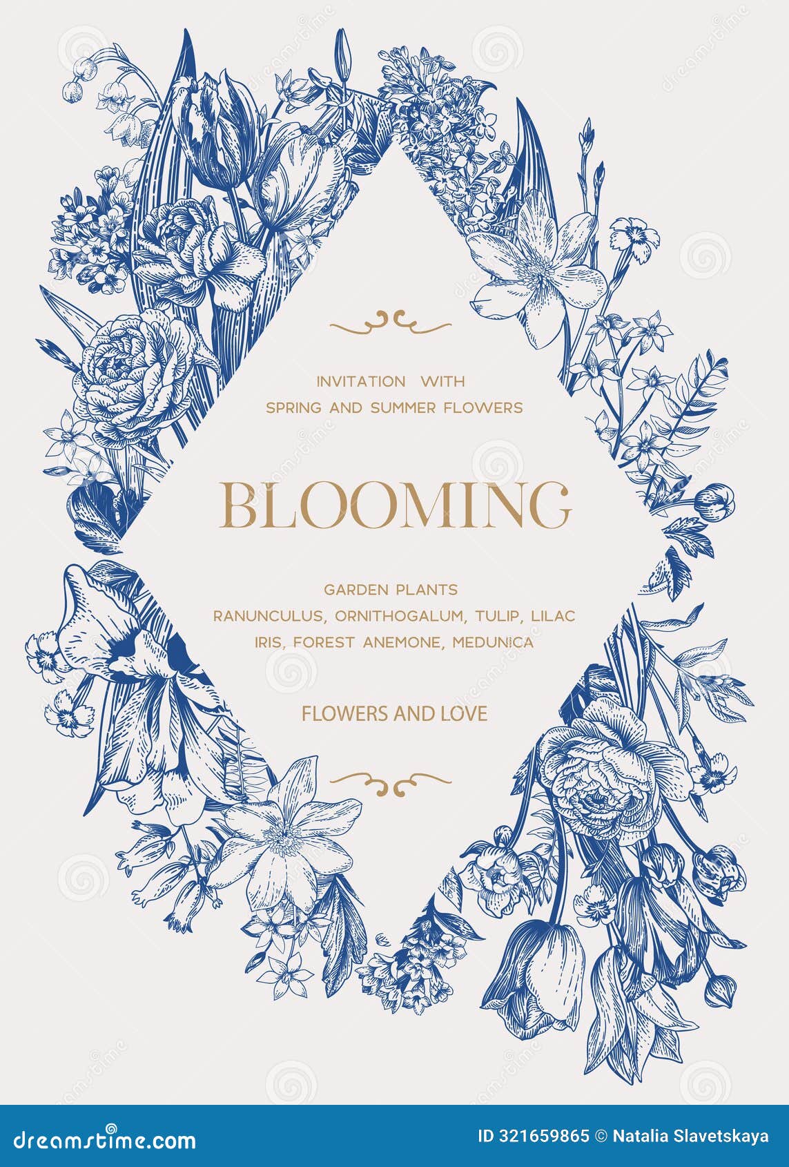 Floral Wedding Invitation. Spring and Summer Flowers Stock Vector ...