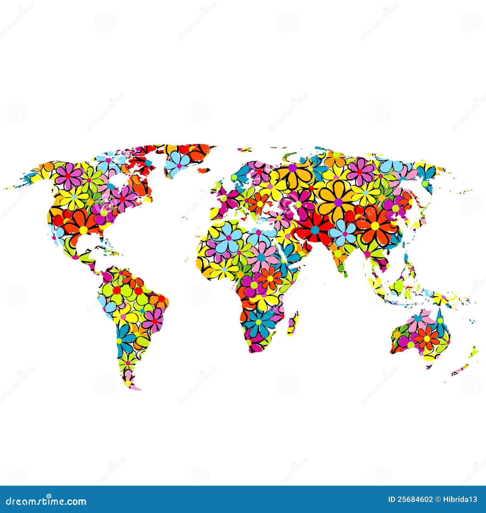 Floral world map stock vector. Illustration of countries - 25684602