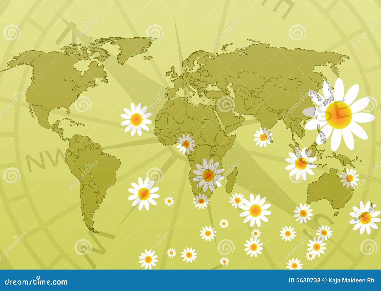 Floral World Map Picture. Image: 5630738