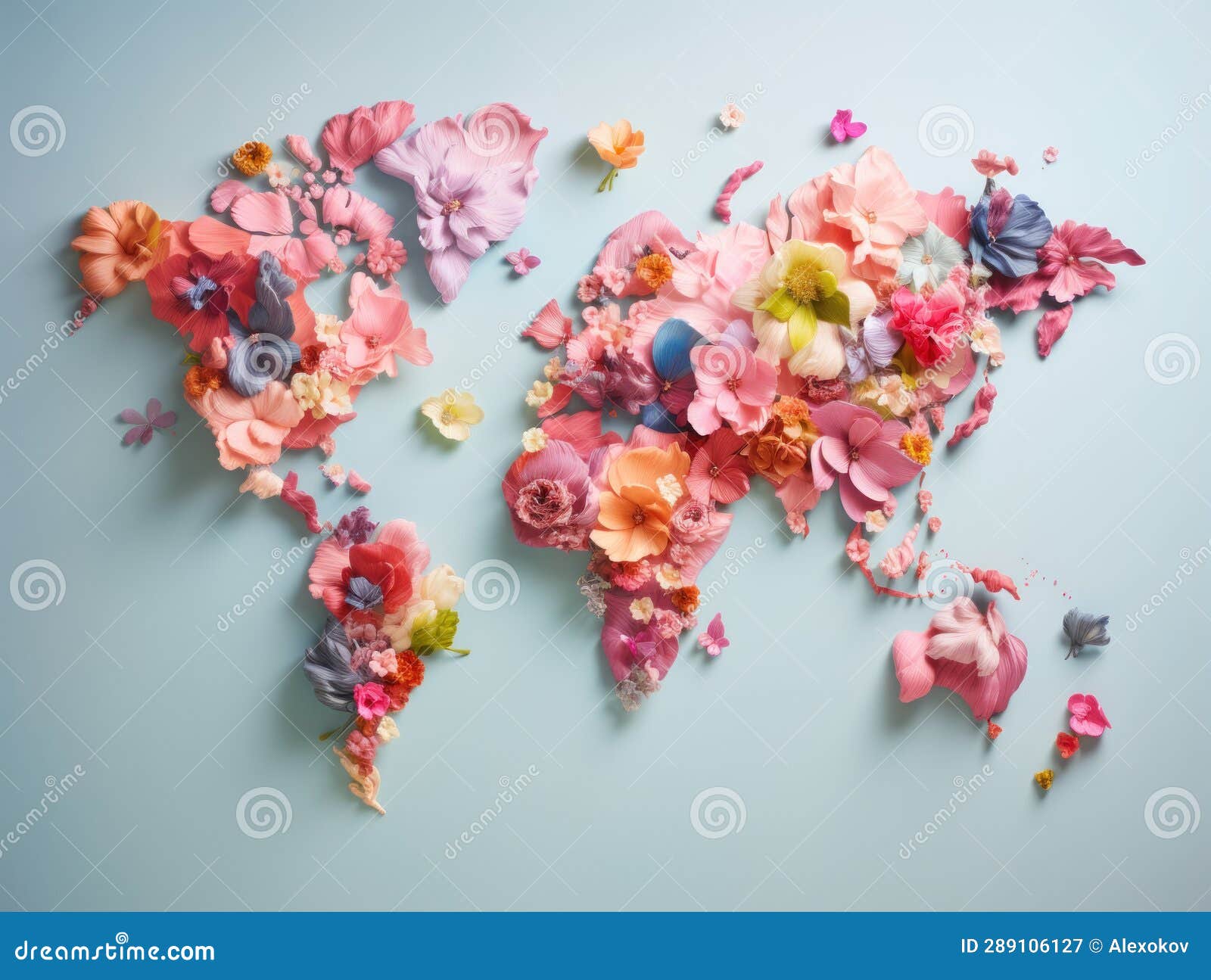 Floral World Map in the Style of Vi AI Generated Stock Illustration ...