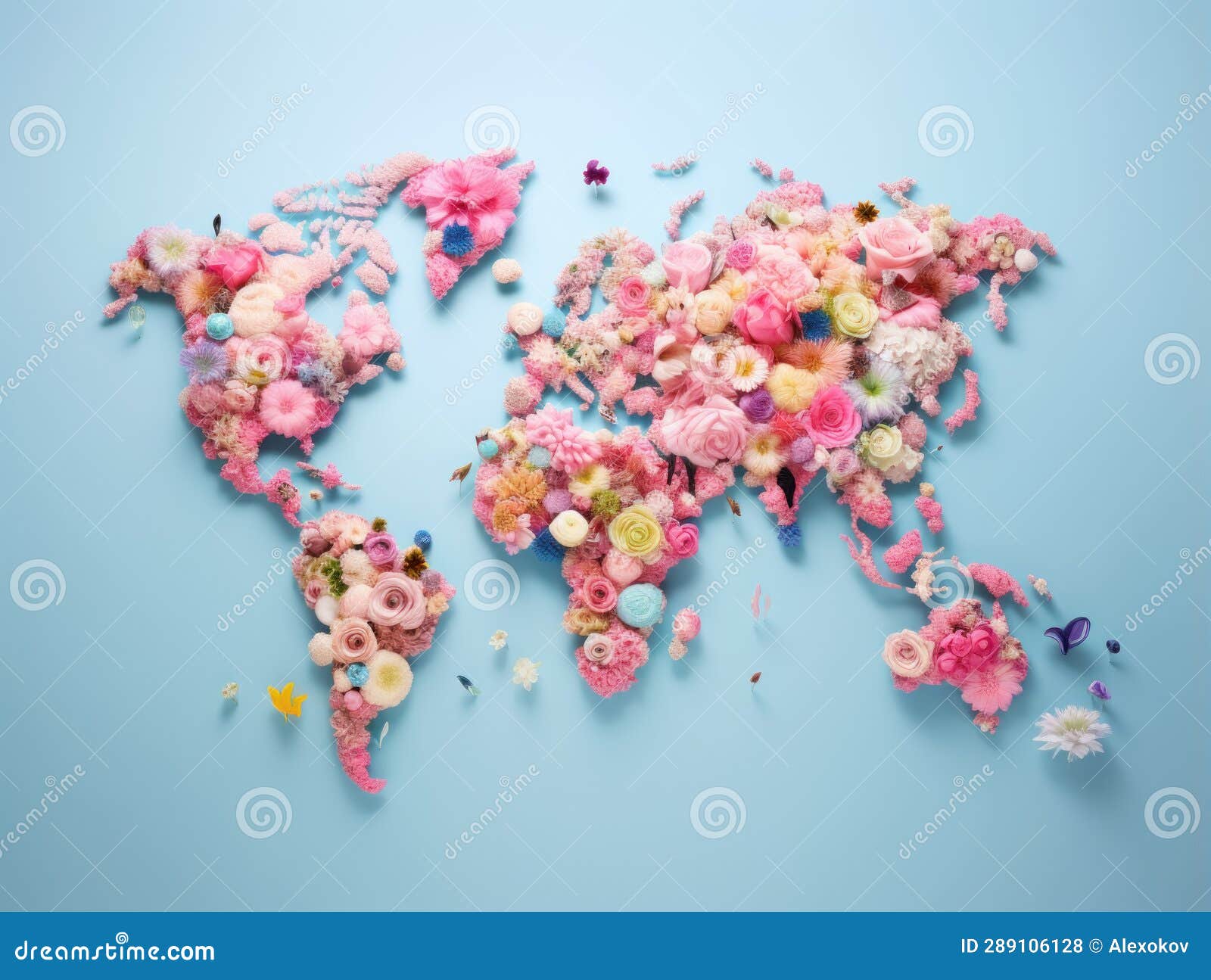 Floral World Map in the Style of Vi AI Generated Stock Illustration ...