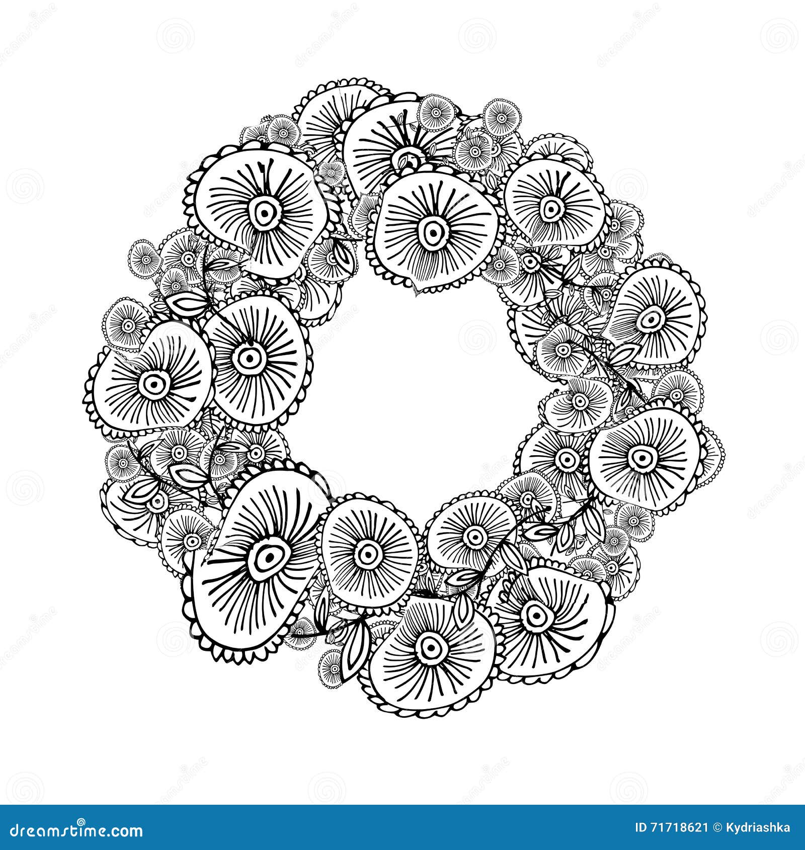 Floral Wreath Sketch for Your Design Stock Vector - Illustration of ...