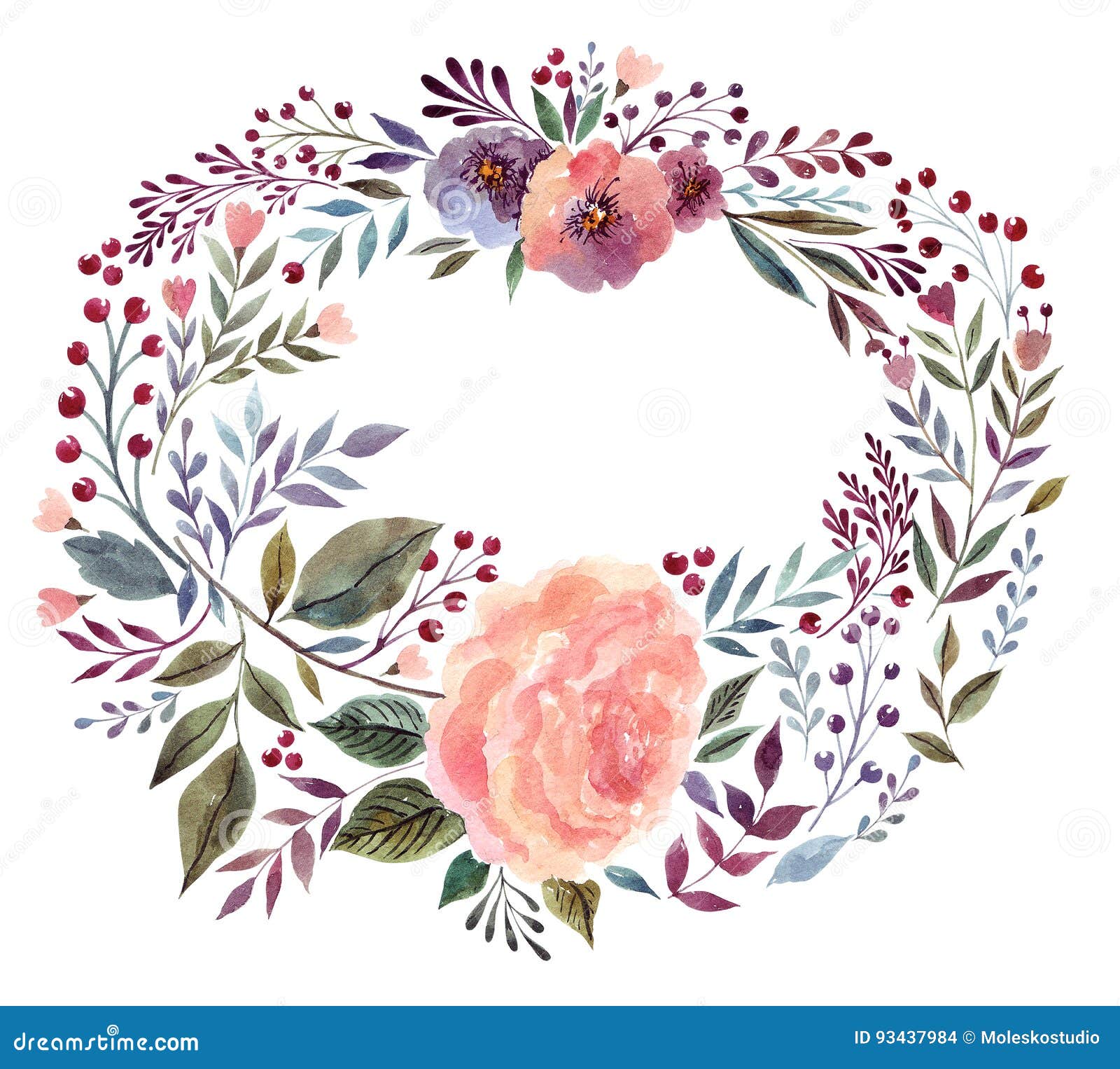 Floral wreath stock illustration. Illustration of ornament - 93437984
