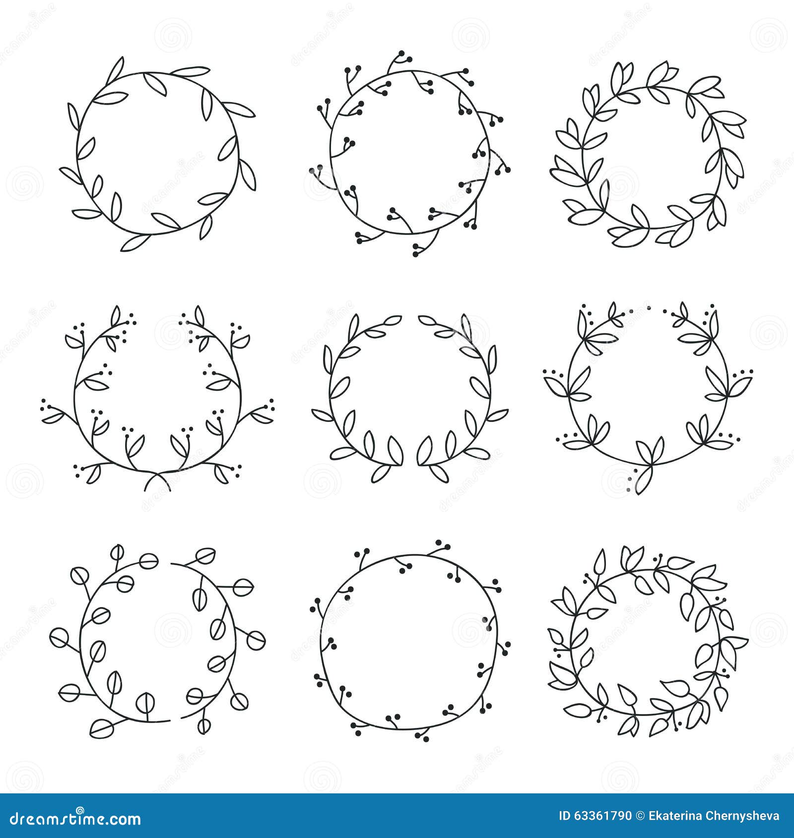 Floral Wreaths. Elements for Design Stock Vector - Illustration of ...