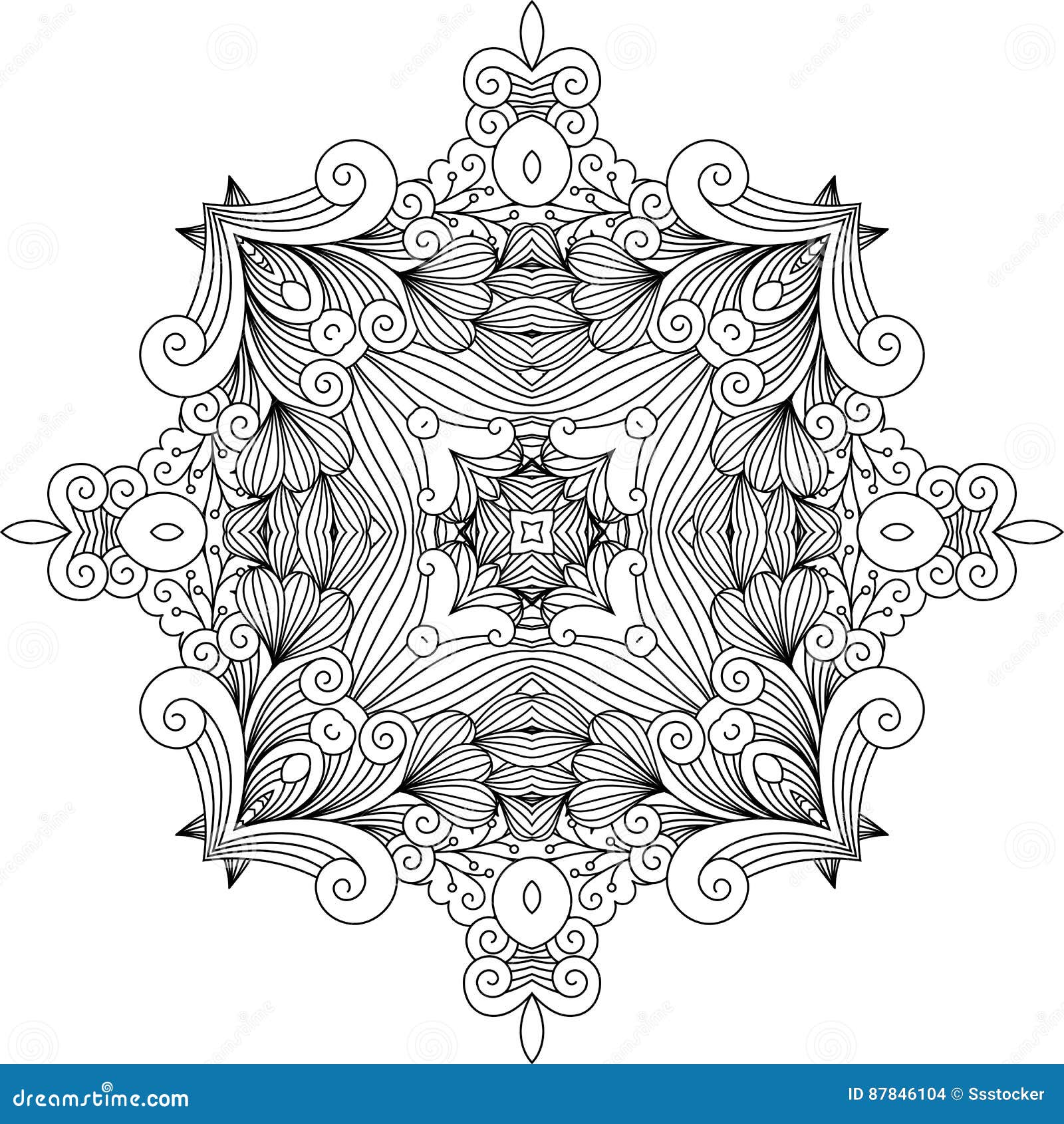 Floral Zentangle Decorative Element Stock Vector - Illustration of ...