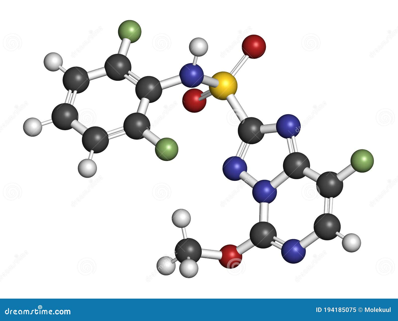 Florasulam Herbicide Molecule. 3D Rendering. Atoms Are Represented As ...