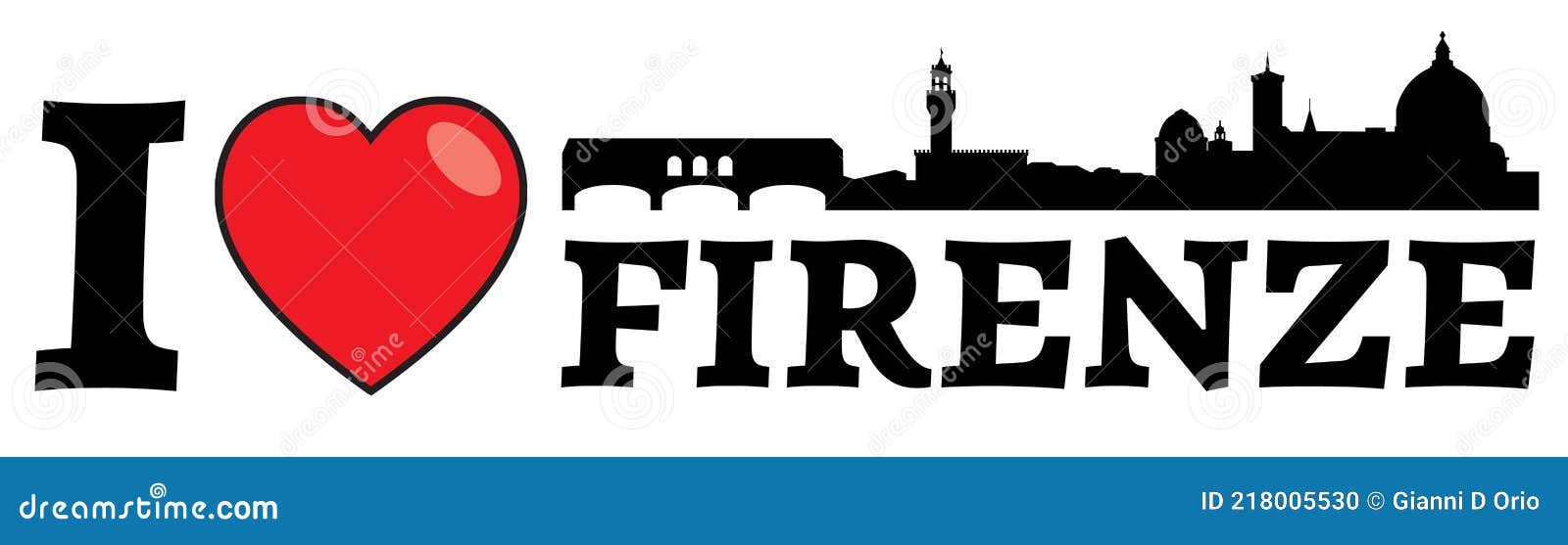 Florence City Logo with Red Heart Stock Illustration - Illustration of ...