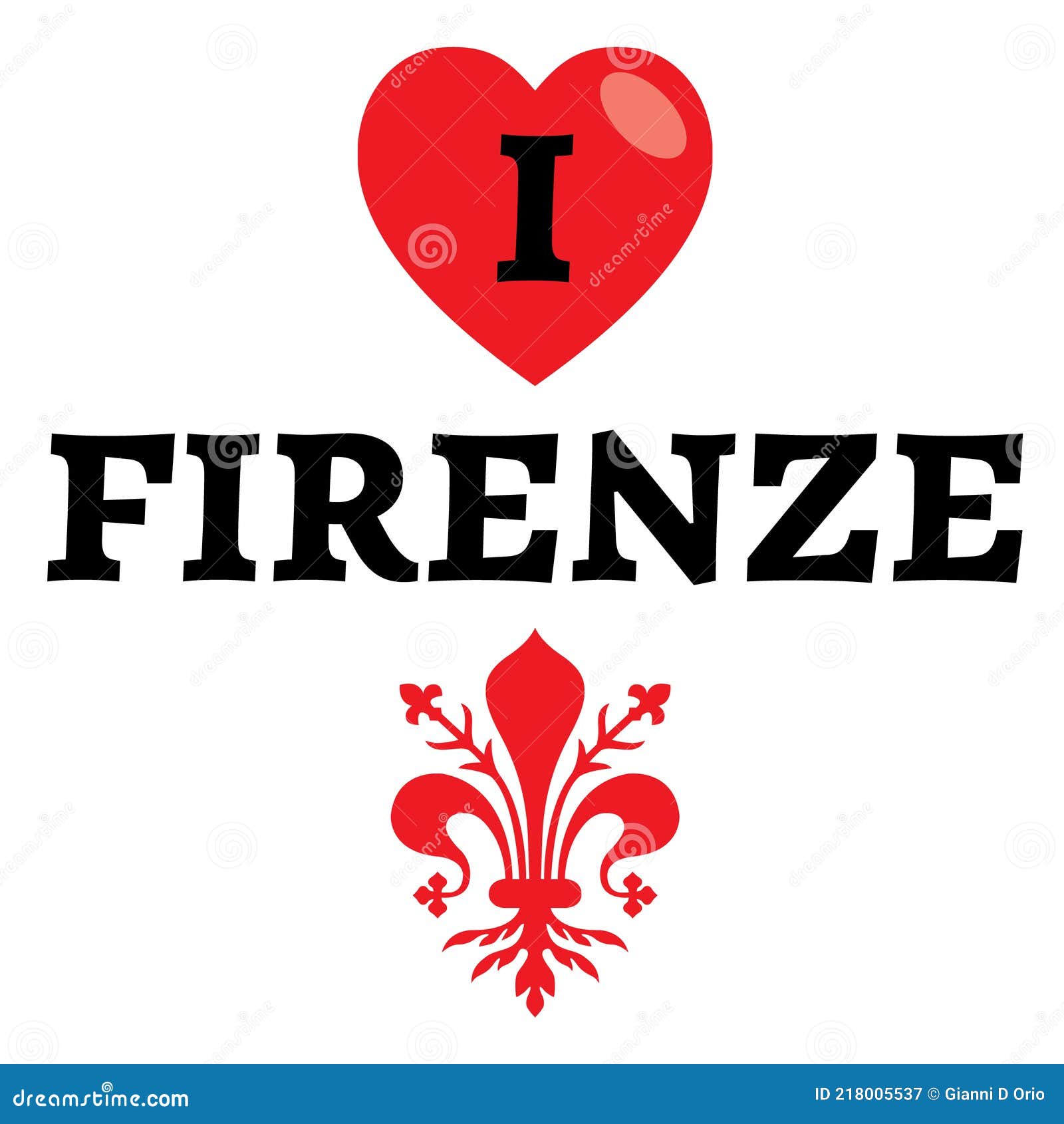 Florence City Logo with Red Heart Stock Illustration - Illustration of ...