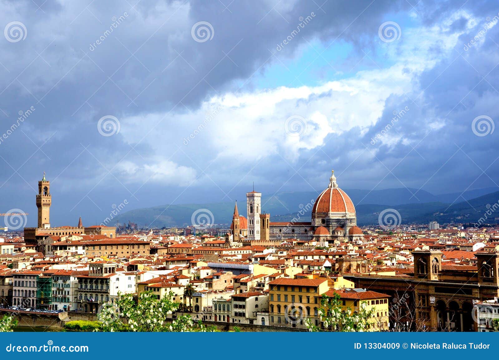 Florence City View with the Dome Seen from Piazzale Michelangelo, Italy ...