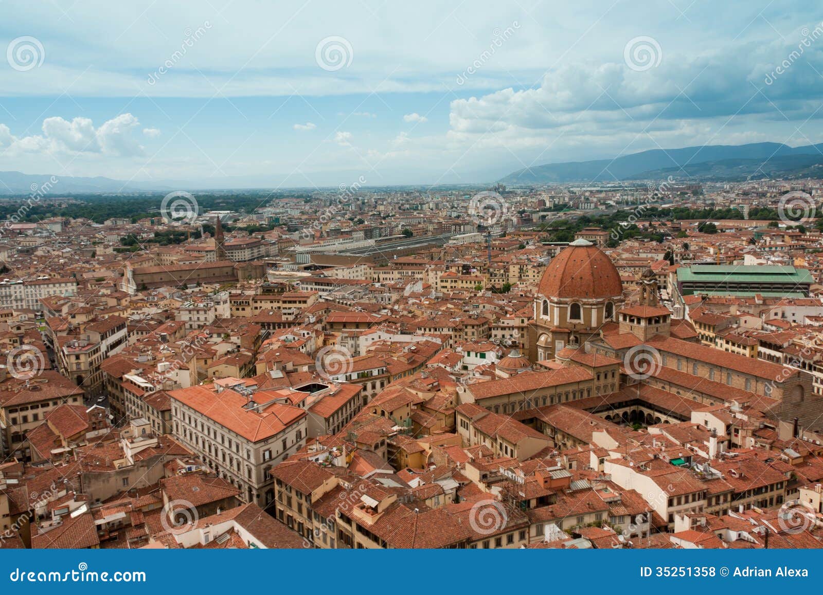 Florence - City View, Aerial View of Rooftops, from Bells Tower Stock ...