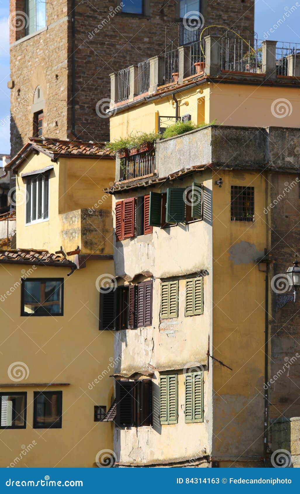 Florence Houses and Shops in the Ancient Bridge Called Ponte Vec Stock ...