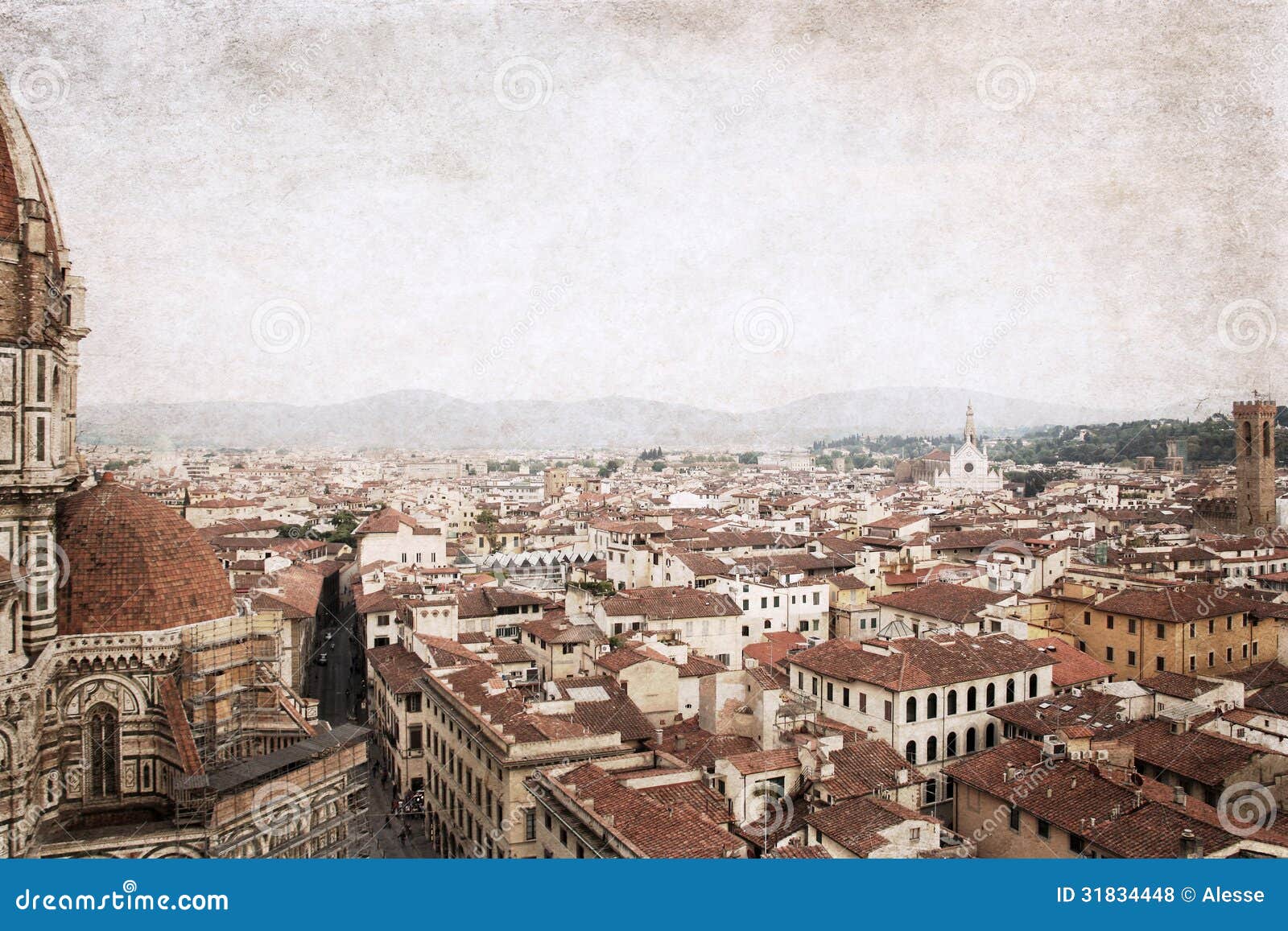 Florence, Image in Old Color Style Stock Photo - Image of giotto ...