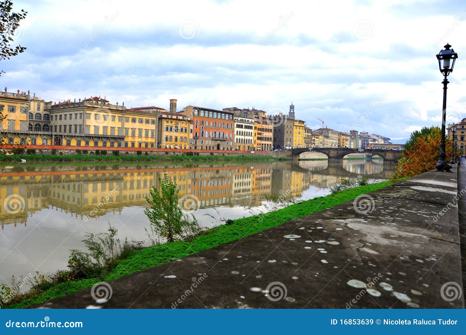 Florence City with the Arno River and Buildings , Italy Stock Image ...