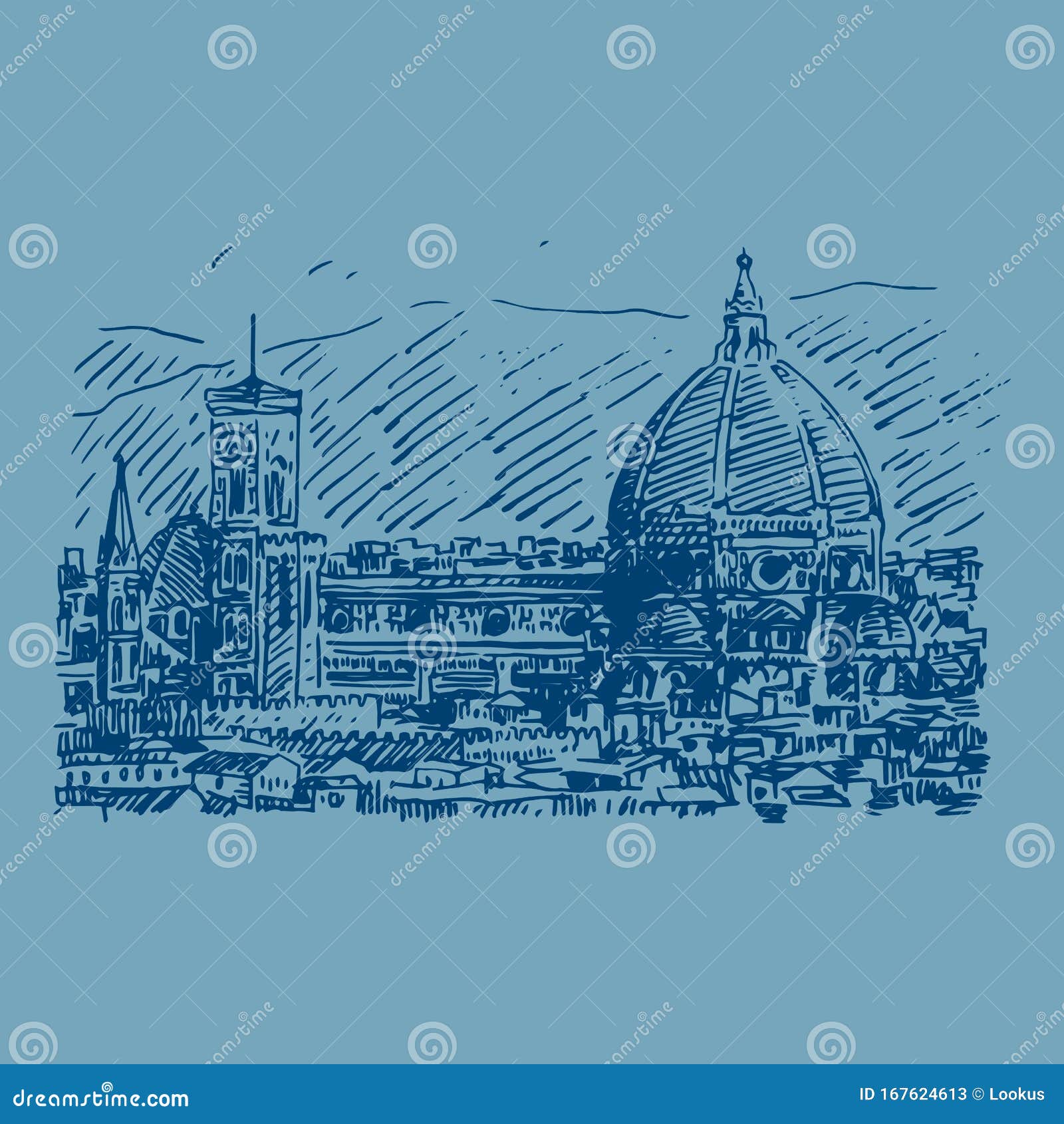 Florence, Italy. Graphic Sketch Stock Illustration - Illustration of ...