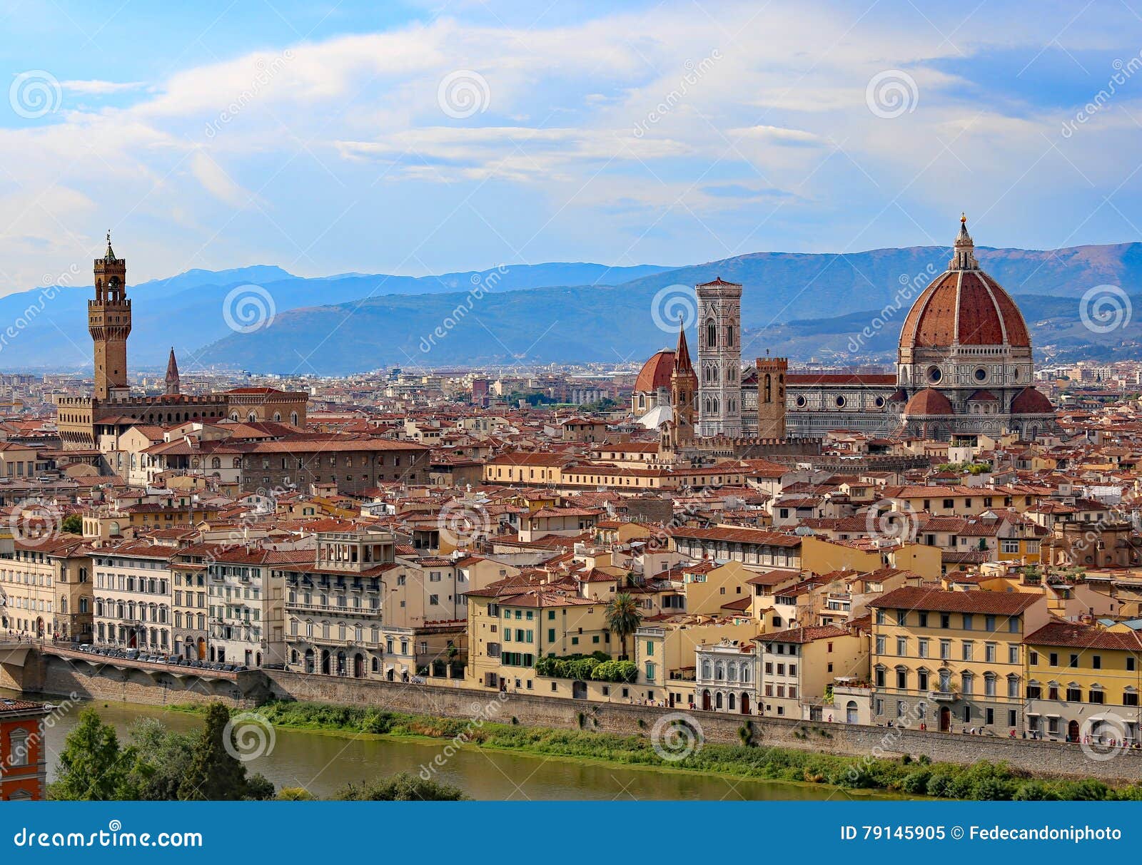 Florence in Italy from Michelangelo Square Stock Image - Image of ...