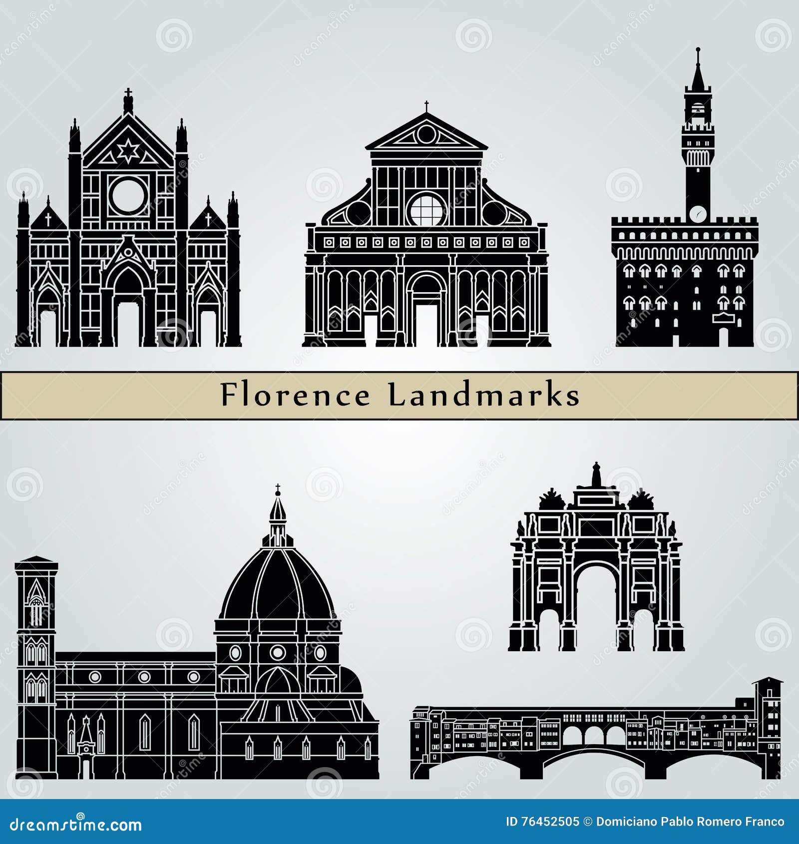 Florence Landmarks and Monuments Stock Vector - Illustration of ...