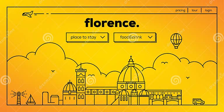 Florence Modern Web Banner Design Com Skyline Linear Do Vetor ...