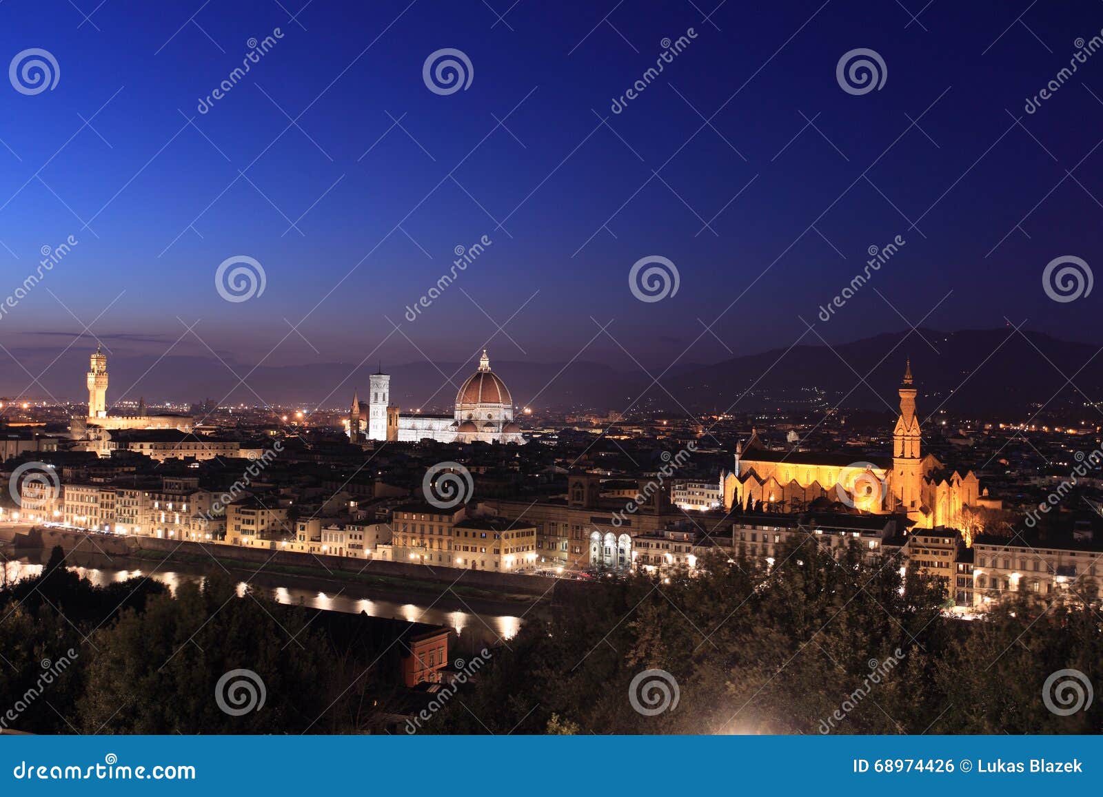 Florence at night stock photo. Image of sunset, firenze - 68974426