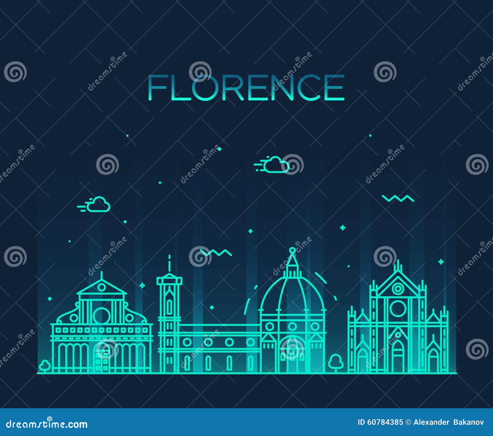 Florence Skyline Horizontal Banner. Cartoon Vector | CartoonDealer.com ...