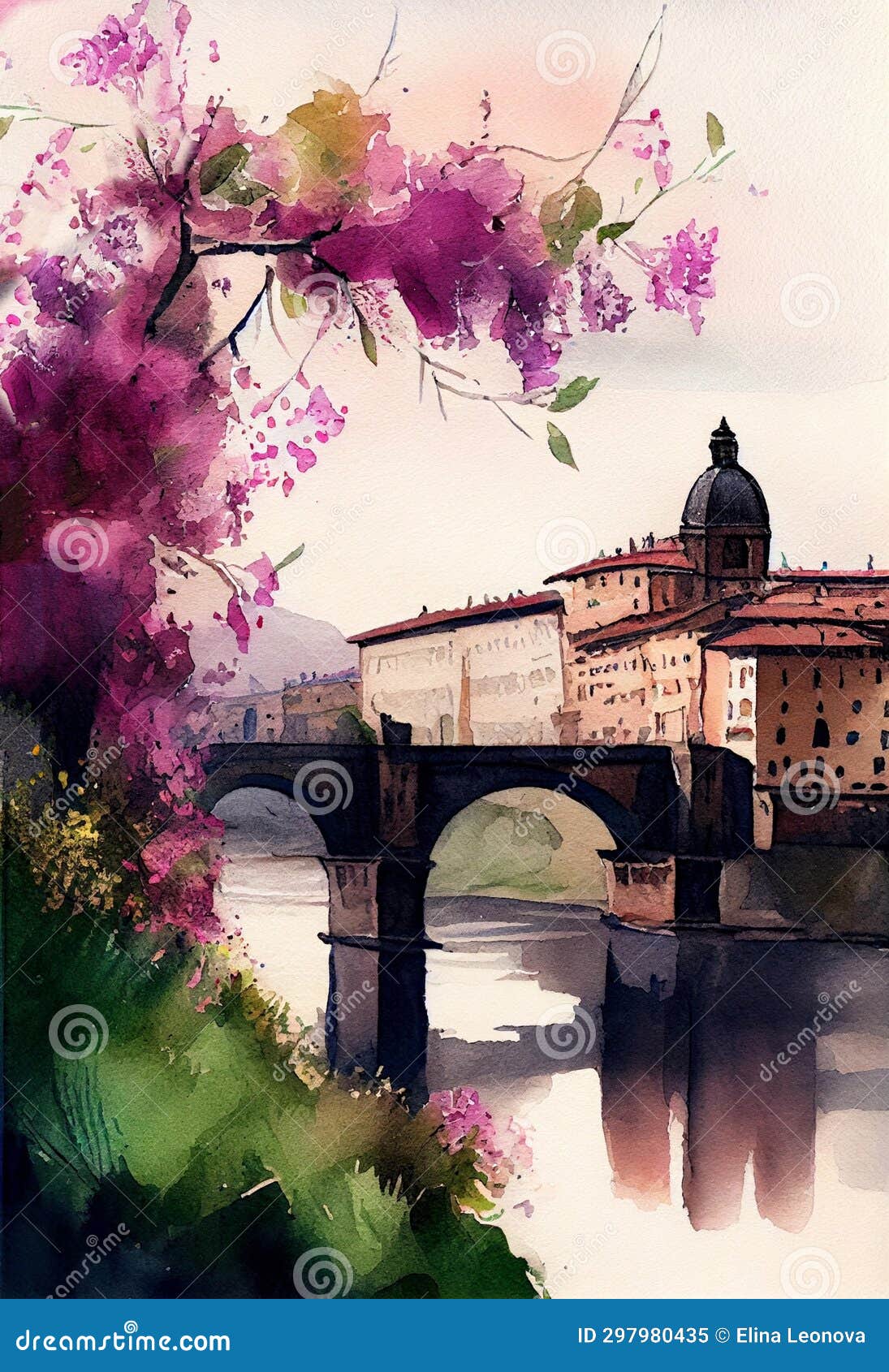 Florence Spring, Artwork Watercolor. Italy. AI Generative Stock ...
