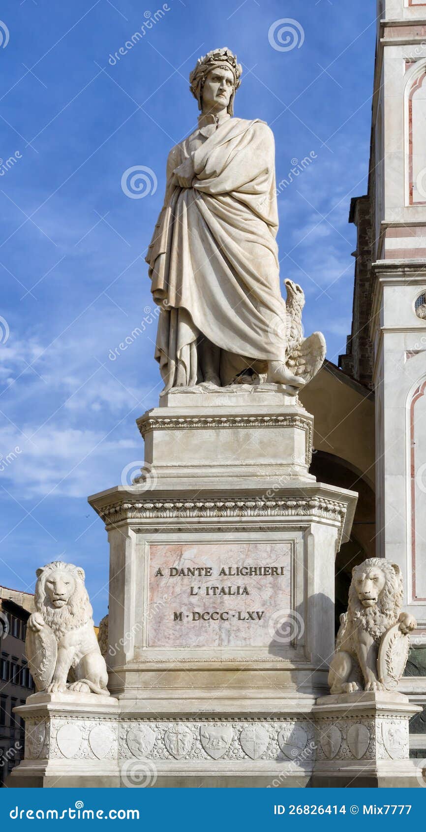 Florence Statue of Dante Alighieri Stock Photo - Image of outdoors ...