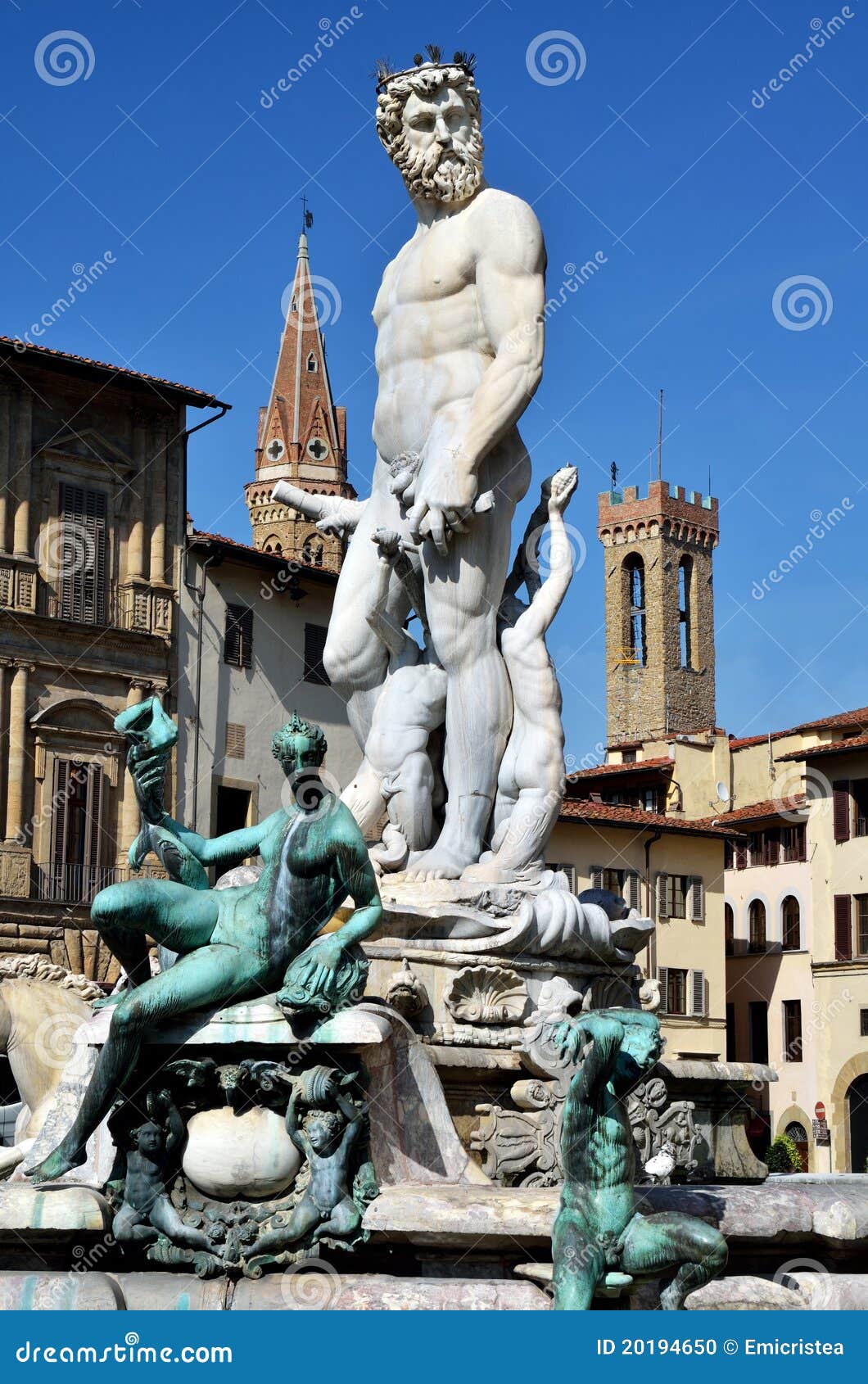 Fountain of Neptune, Florence, Italy Stock Photo - Image of piazza ...